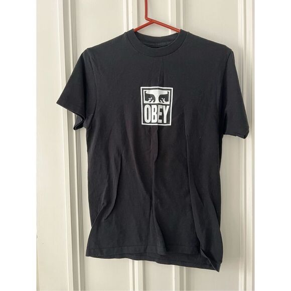 Obey | Shirts | Obey Mens Blackand White Cotton Logo Tshirt S | Poshmark